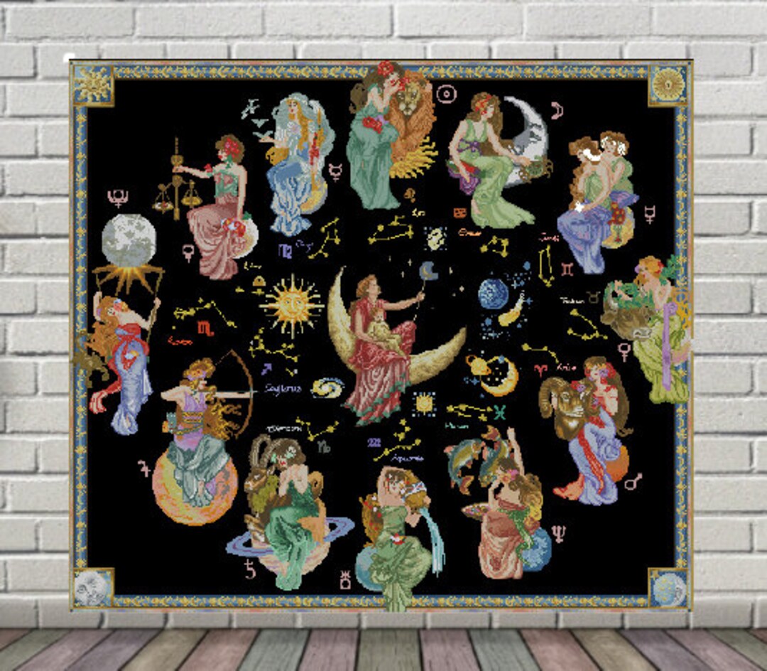 Zodiac Counted Cross Stitch Pattern Zodiac Signs Digital Cross Stitch ...
