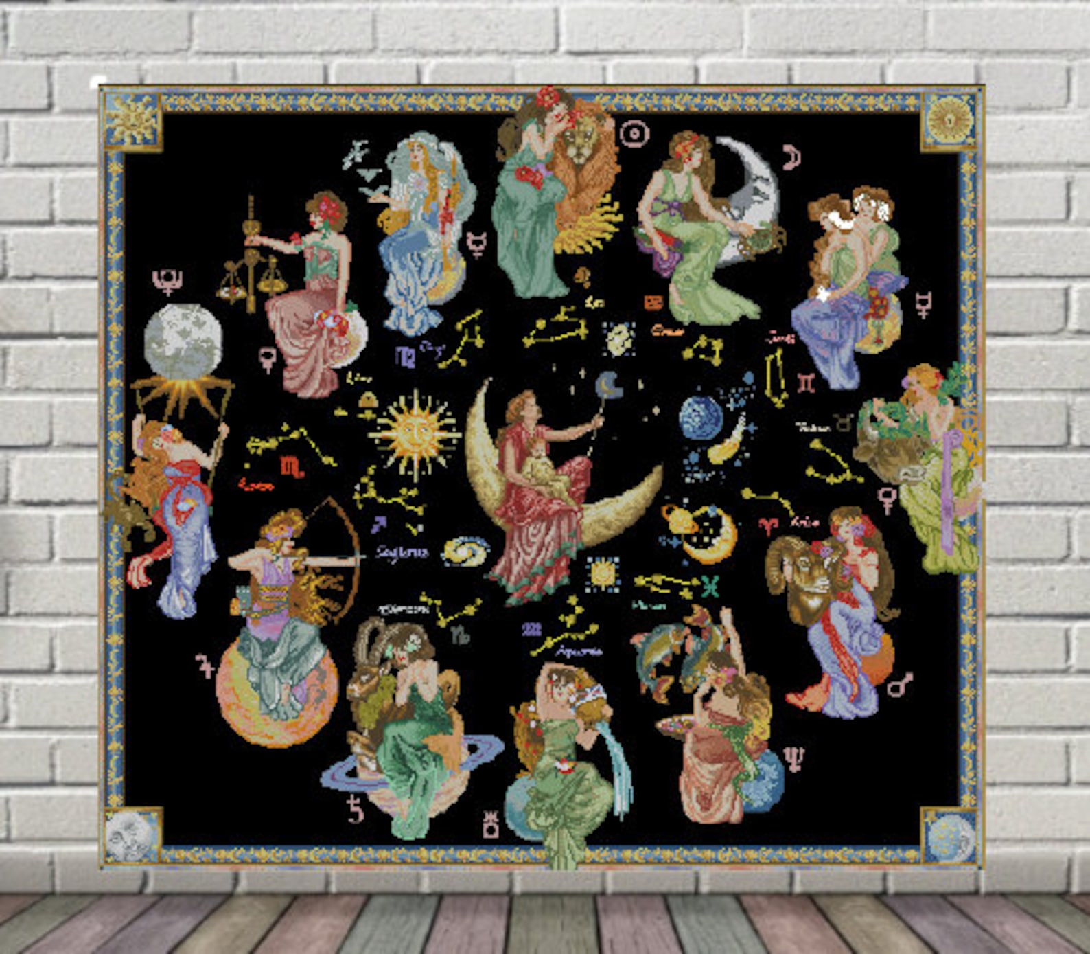 Zodiac Counted Cross Stitch Pattern Zodiac Signs Digital Cross Stitch ...
