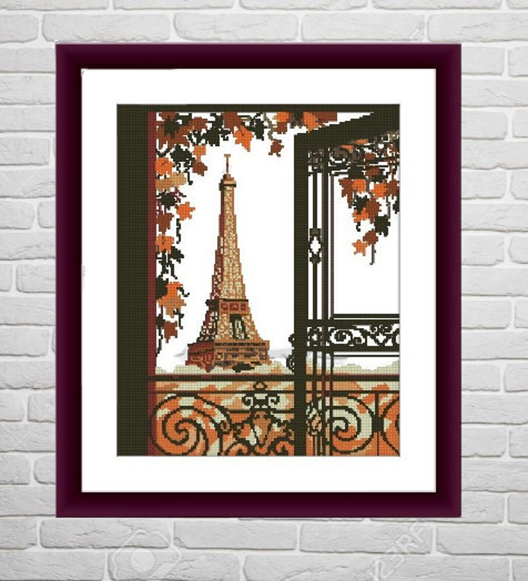 Paris City PDF Counted Cross Stitch Pattern Paris Cafe Digital Cross ...