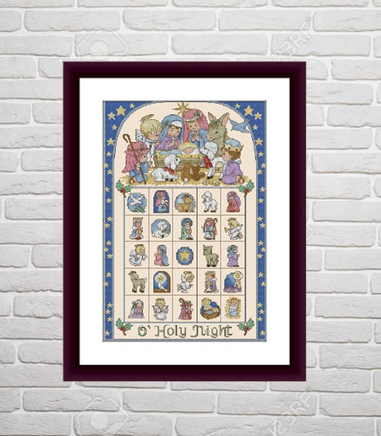 Holy Night PDF Counted Cross Stitch Pattern Nativity Scene Holiday ...