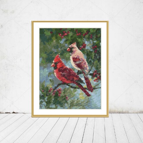 Cardinals Counted Cross Stitch Pattern - Etsy