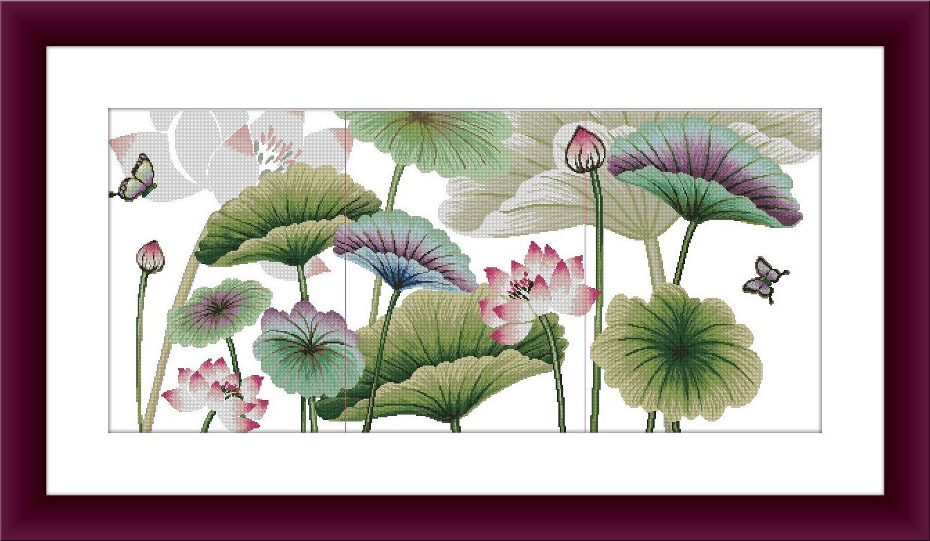 Japanese Lotus Counted Cross Stitch Pdf Pattern Japanese - Etsy