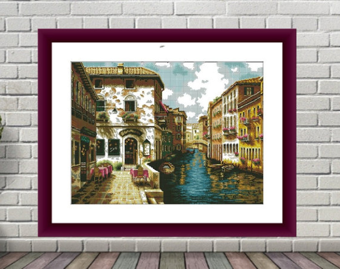 Venice Counted cross stitch pattern İtalian Cityscape Digital | Etsy
