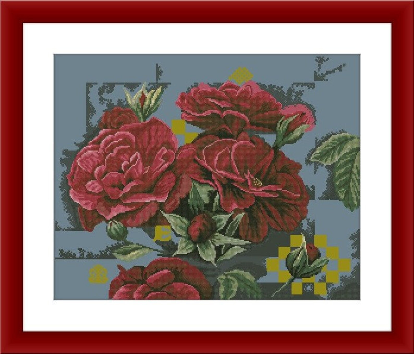 Red Roses PDF Counted Cross Stitch Pattern Vintage Still Life - Etsy