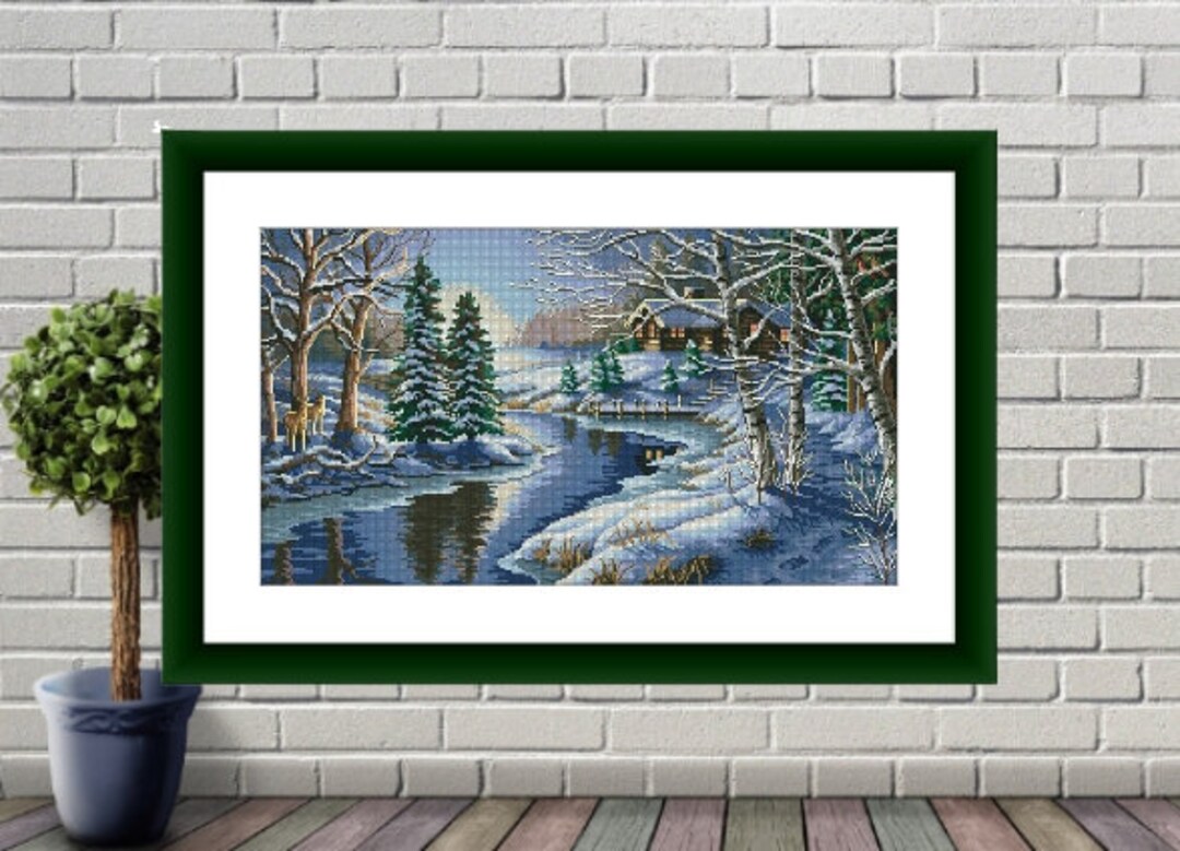 Winter Woodland Counted Cross Stitch Pattern Winter Landscape Digital ...