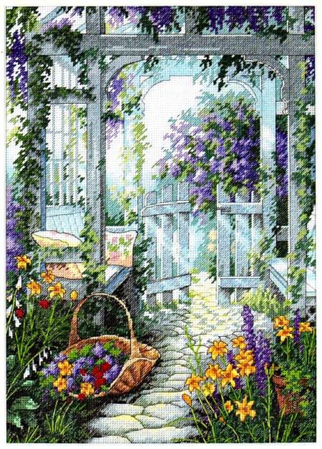 Beautiful Garden Counted Cross Stitch Pdf Pattern Village Cottage ...