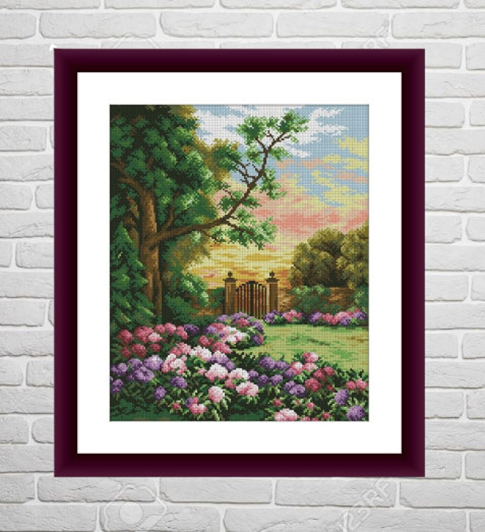 Rose Garden Counted Cross Stitch Pattern Flower Digital X - Etsy