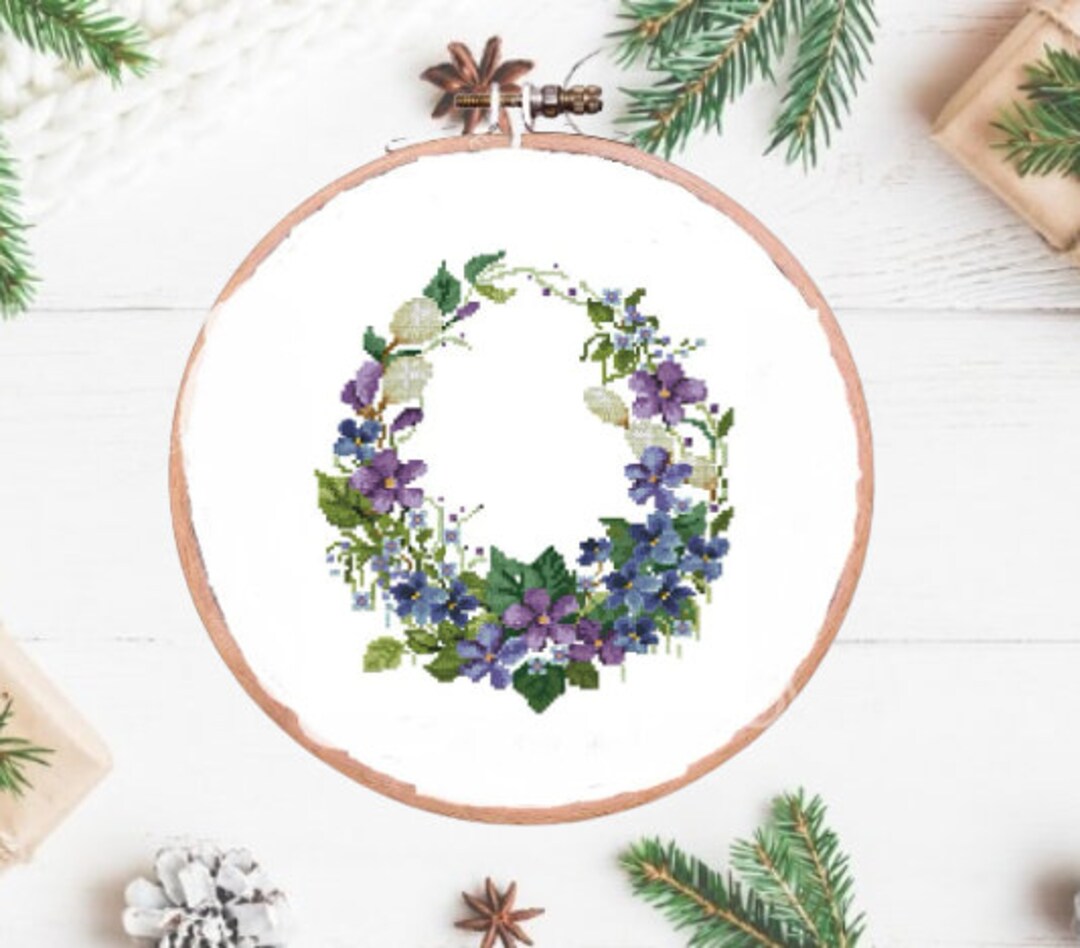 Floral Wreath Tablecloth Counted Cross Stitch Pattern - Etsy