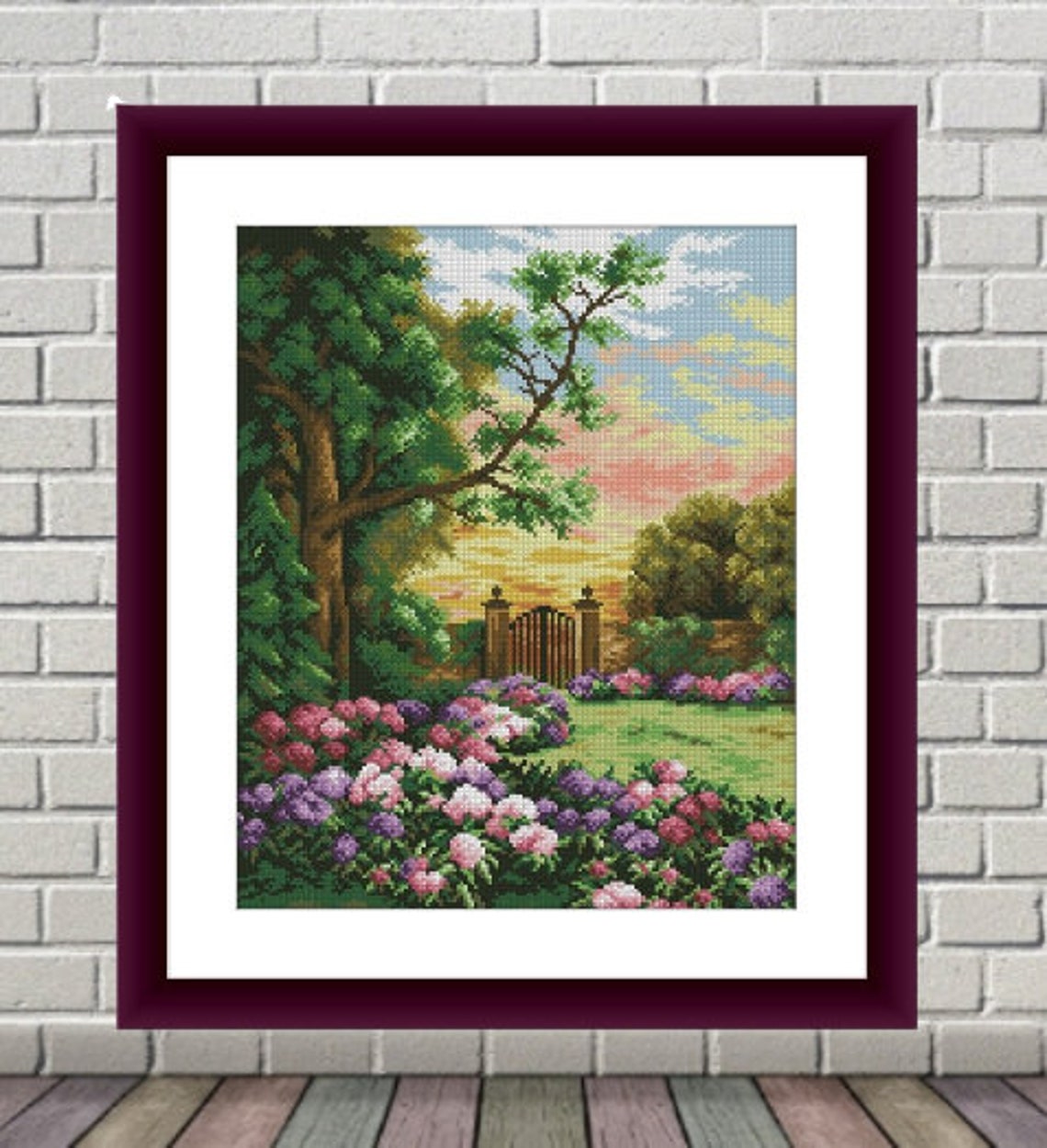 Rose garden Counted cross stitch pattern Flower Digital x | Etsy