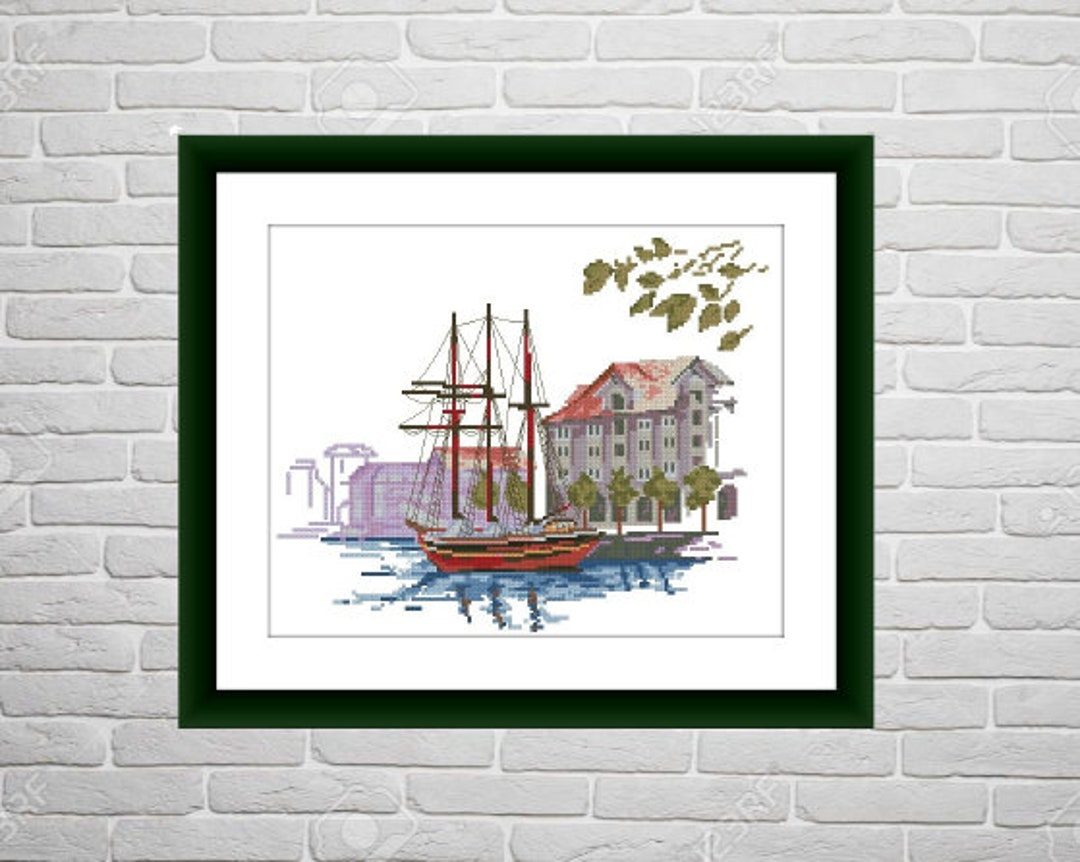 Boat Counted Cross Stitch Pattern Boat Digital Cross Stitch Chart ...