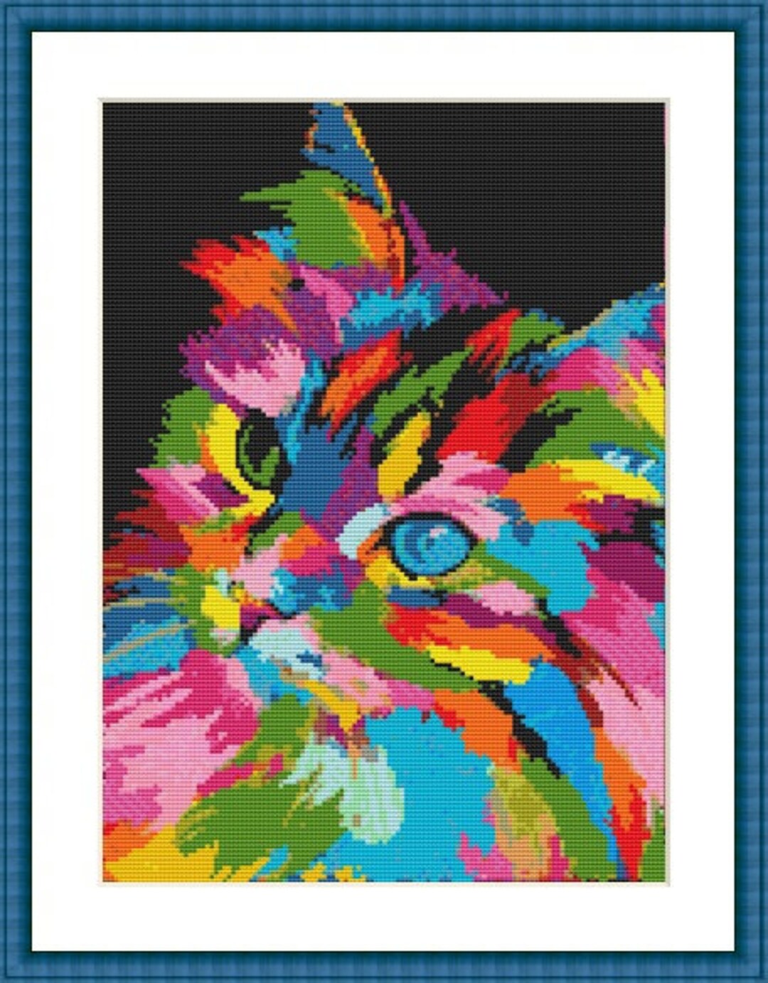 Rainbow Cat Animal PDF Counted Cross Stitch Pattern Animal Rainbow Cat ...