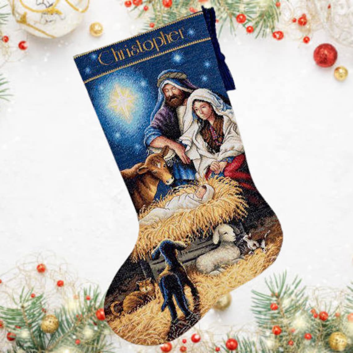 Christmas Stocking Holy Nativity PDF Counted Cross Stitch - Etsy