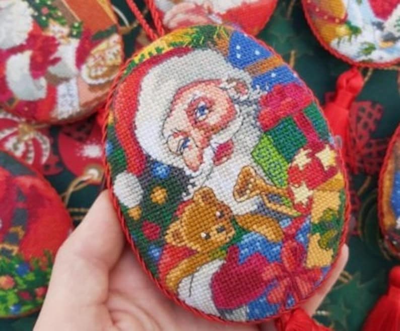 Santa Christmas Ornaments PDF Counted Cross Stitch Pattern Holiday ...