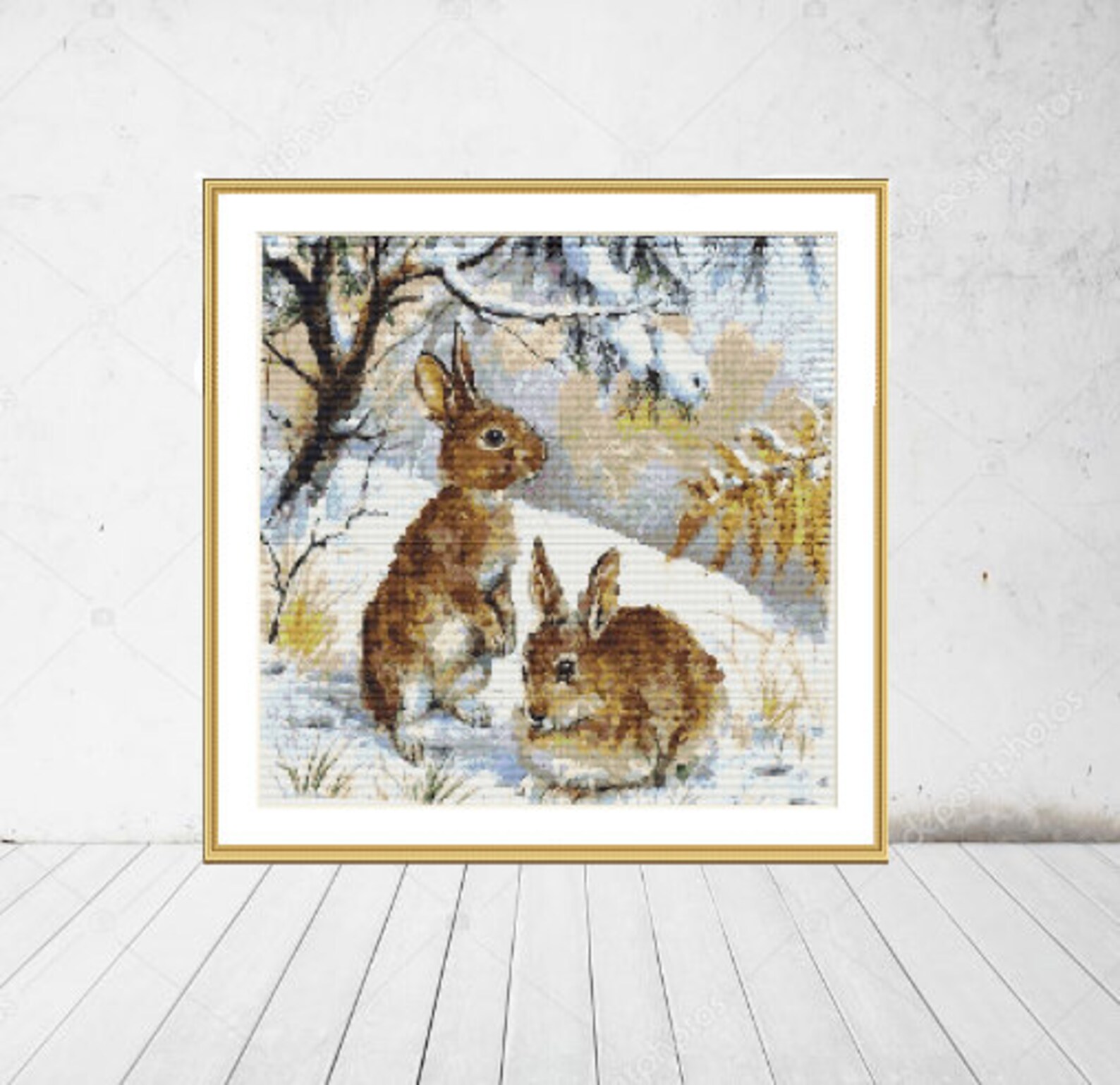 Watercolor Rabbit Counted Cross Stitch Pattern Pdf Animal - Etsy