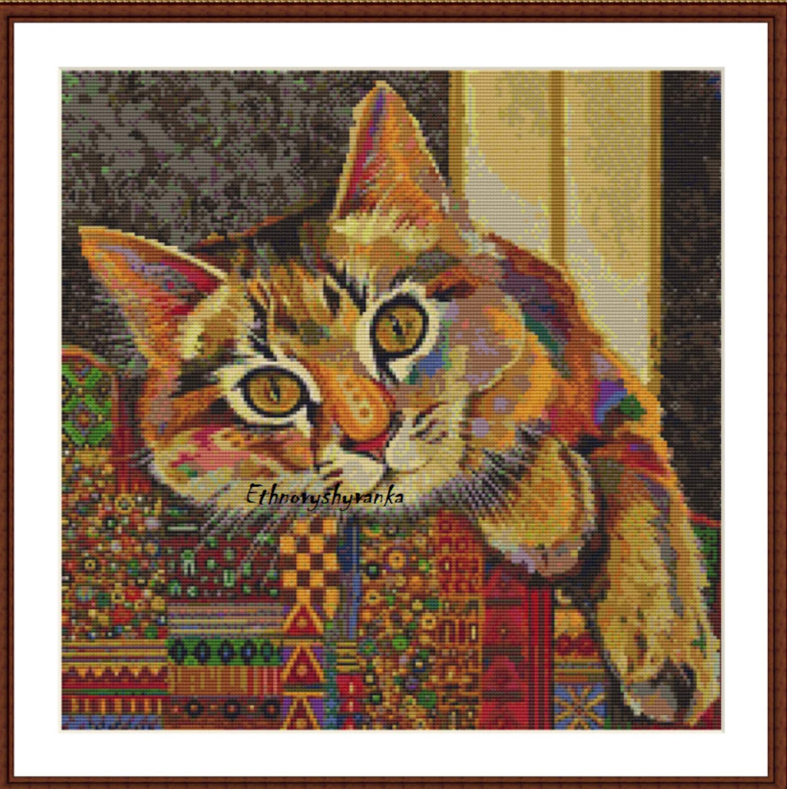 Watercolor Cat Animal PDF Counted Cross Stitch Pattern Animal | Etsy