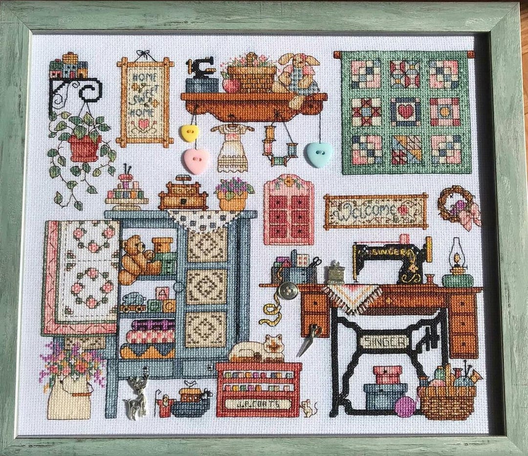 Sewing Sampler Counted Cross Stitch Pattern Pdf Fashion Digital Cross ...
