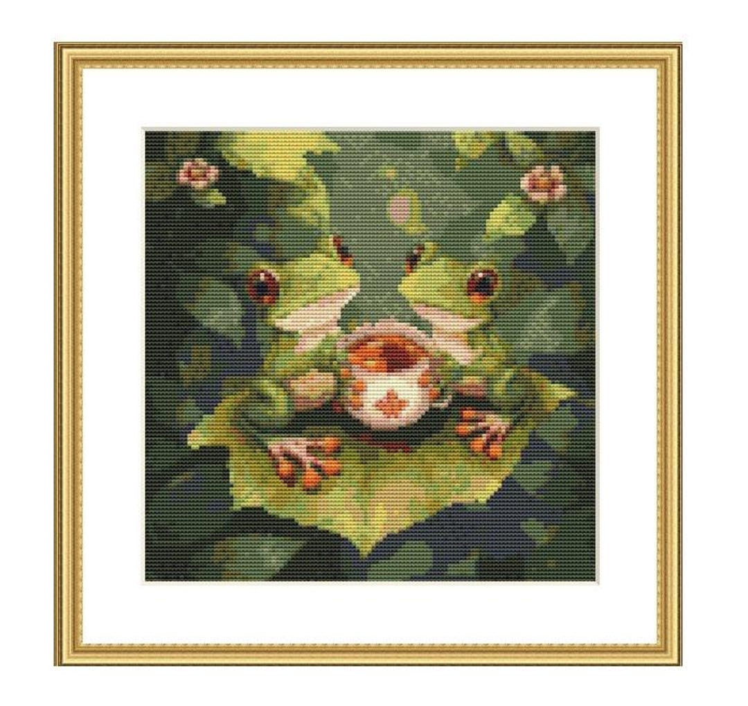 Tea Frogs PDF Counted Cross Stitch Pattern Cute Animals Digital Cross ...