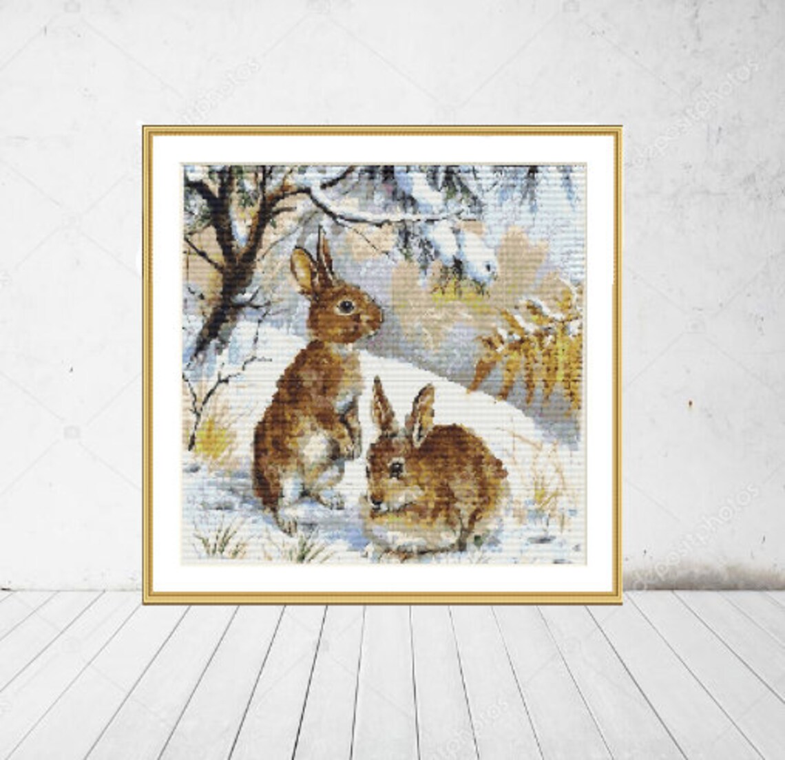 Watercolor Rabbit Counted Cross Stitch Pattern Pdf Animal - Etsy