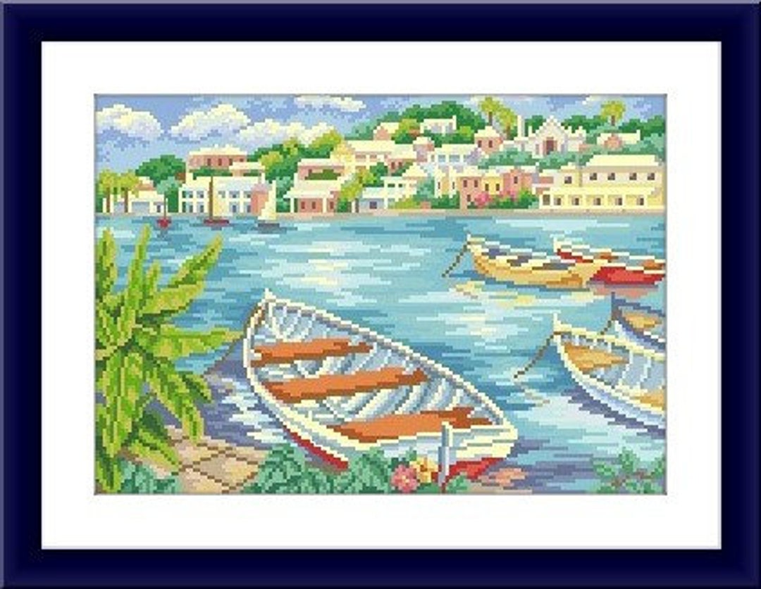Sailboat Counted Cross Stitch Pattern Boat Digital Cross Stitch Chart ...