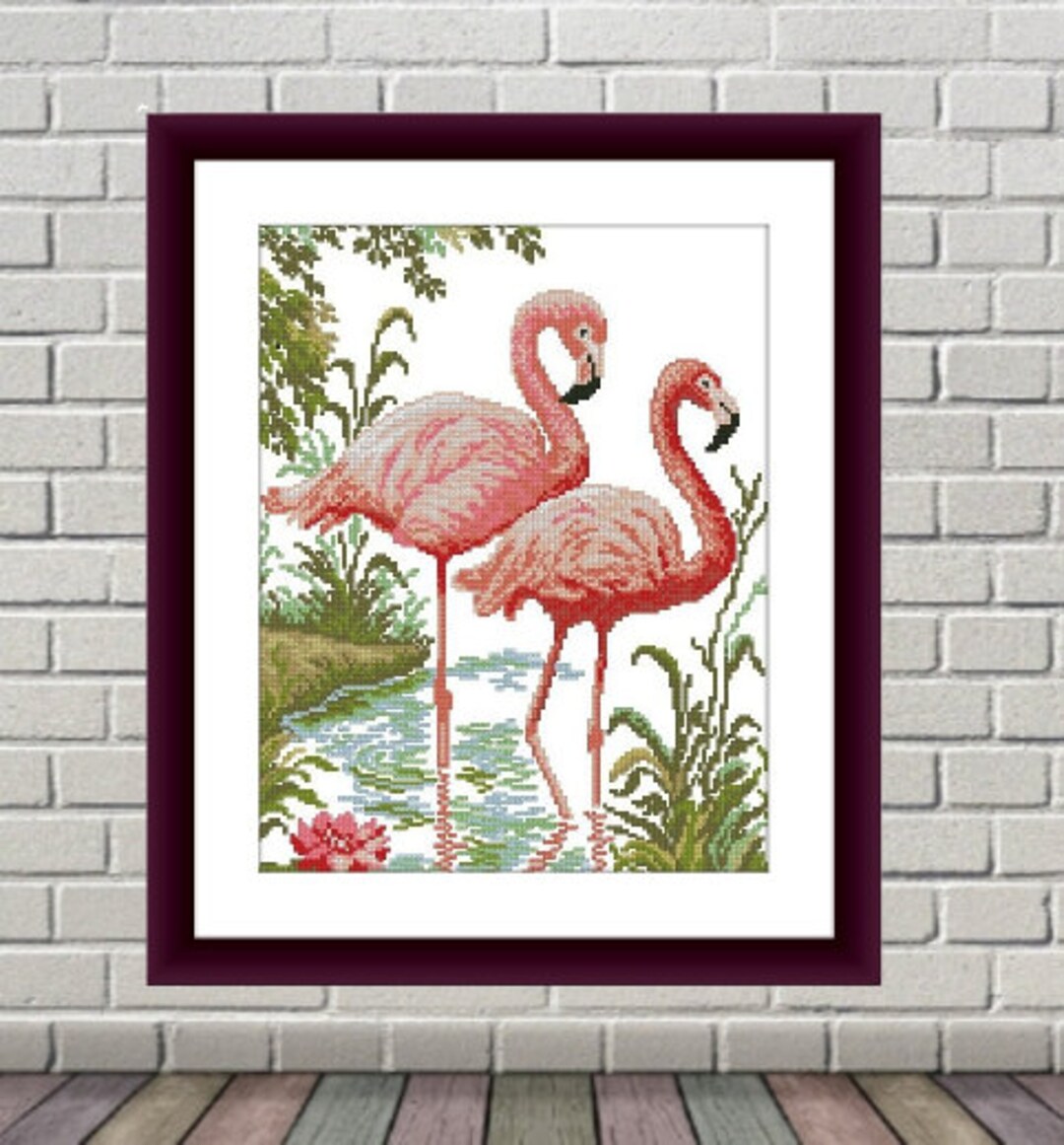 Pink Flamingo Counted Cross Stitch Pattern Pdf Birds Digital Cross ...