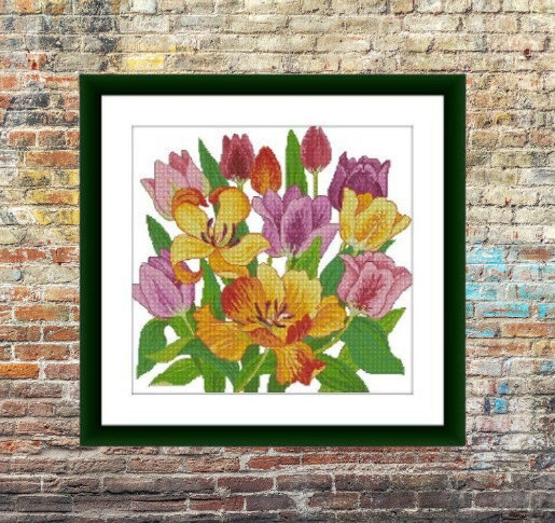 Tulips Counted Cross Stitch Pattern Pdf Flower Digital X Stitch Chart ...