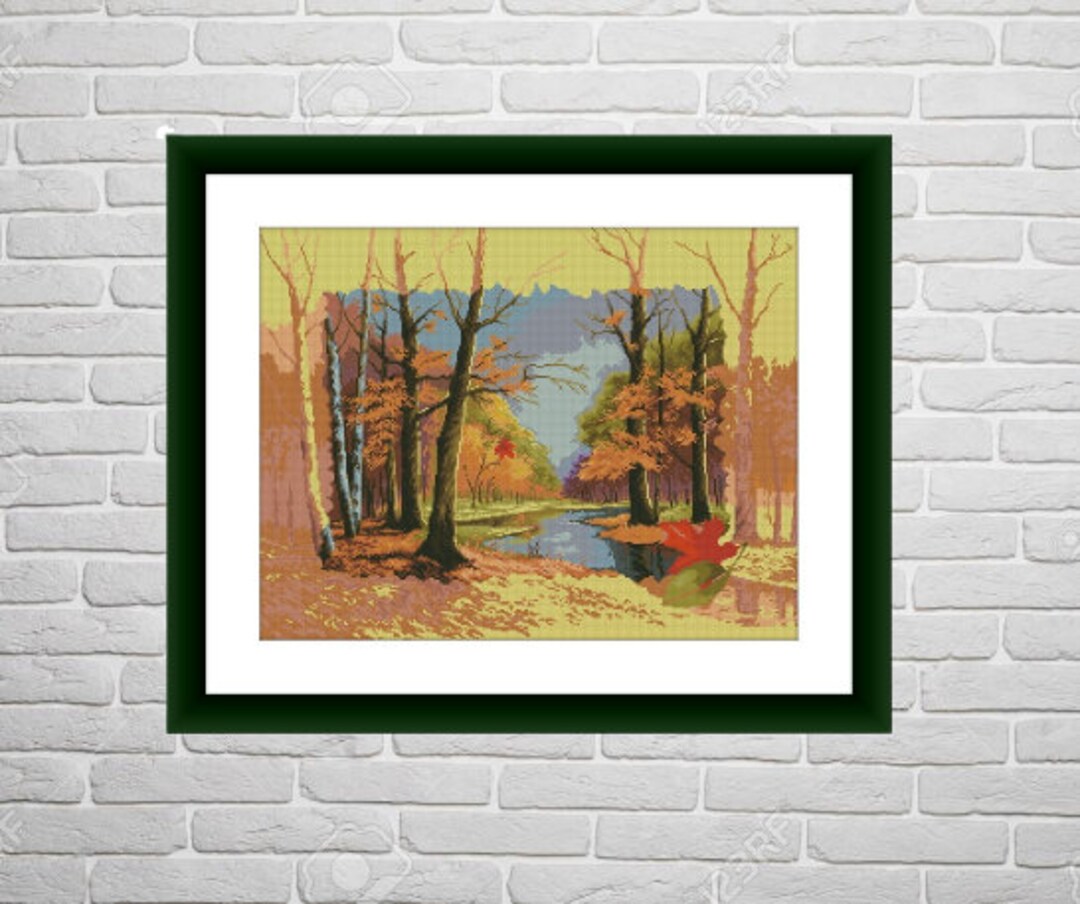 Autumn Landscape Counted Cross Stitch Pdf Pattern Village Cottage ...
