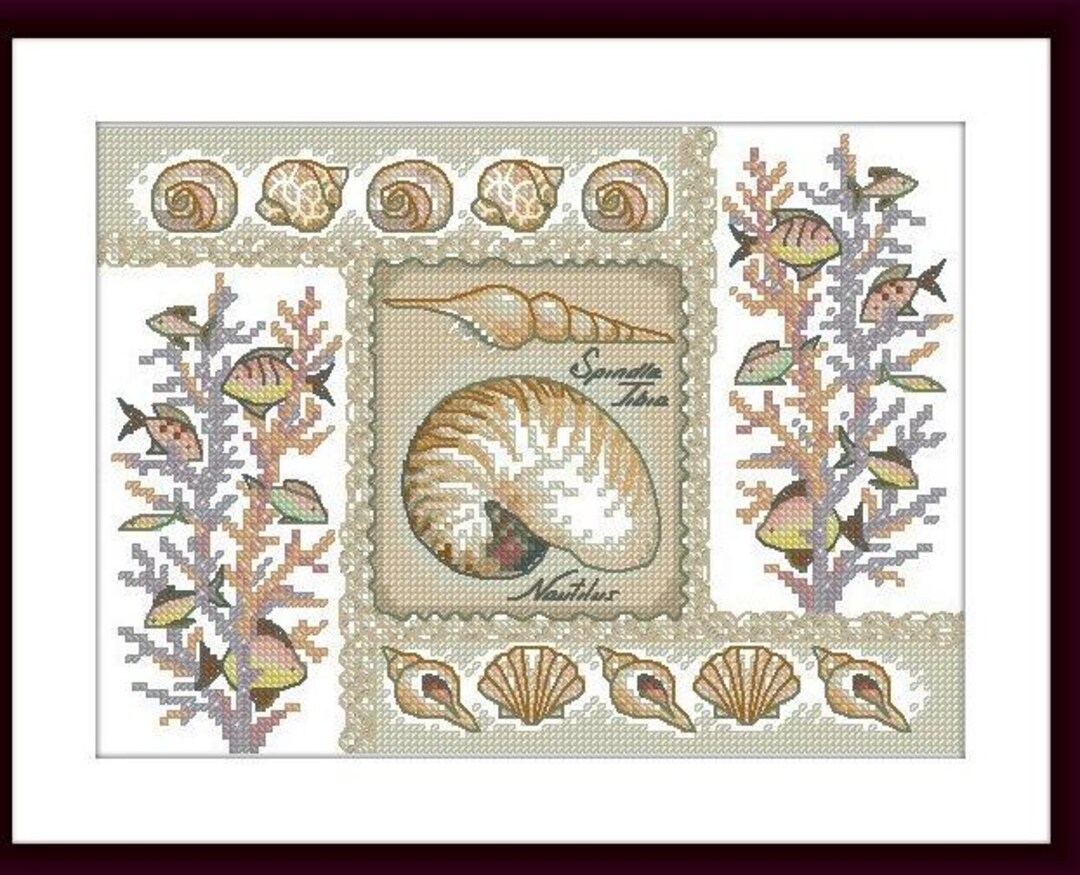 Sea Shell Counted Cross Stitch Pattern Pdf Boat Seascape Digital Cross ...