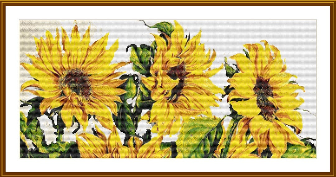 Watercolor Sunflowers PDF Counted Cross Stitch Pattern Flower Digital X Stitch Chart Still Life ...