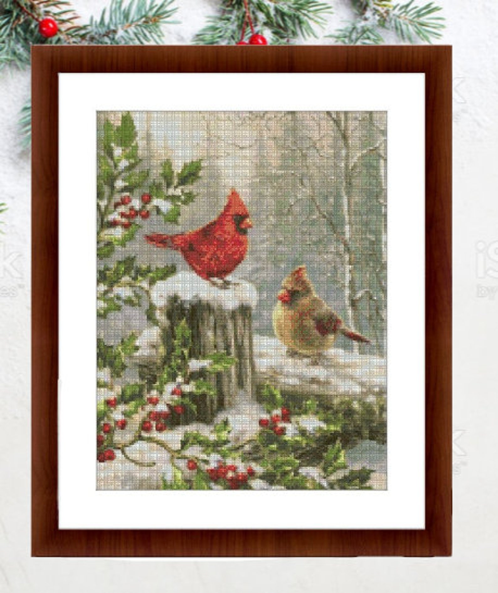 Christmas Red Cardinal Birds PDF Counted Cross Stitch Pattern - Etsy