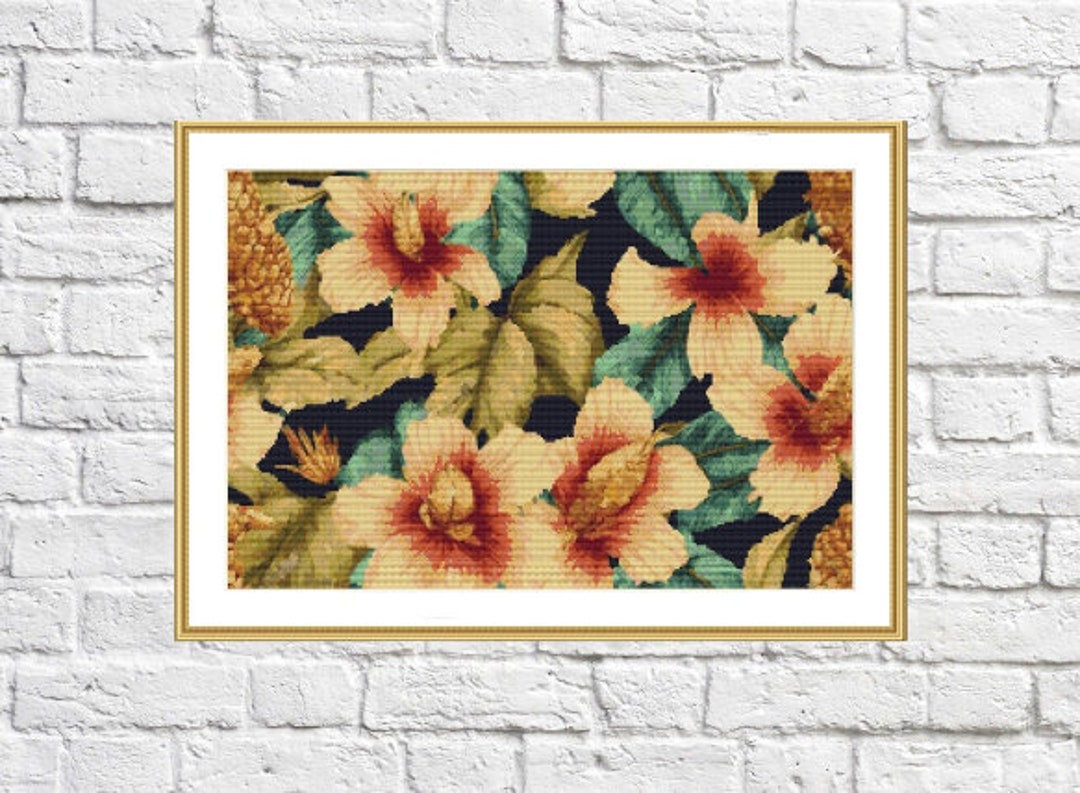 Hibiscus Flower PDF Counted Cross Stitch Pattern Botanical Digital ...