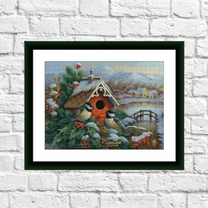 Christmas Birdhouse Counted Cross Stitch Pattern Red Cardinal - Etsy