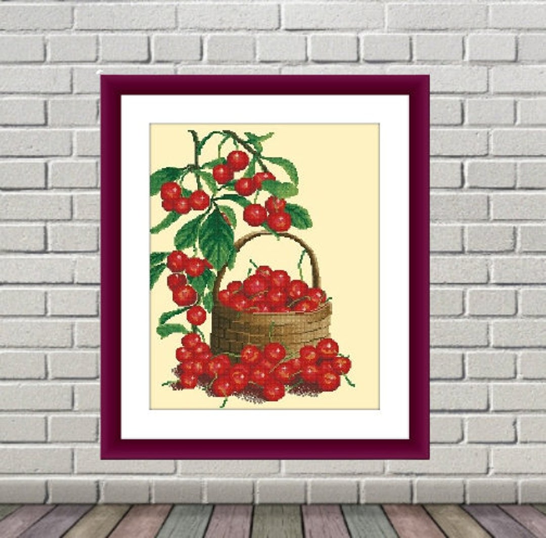 Cherry Cross Stitch Pattern Pdf Still Life Digital Cross Stitch Chart ...