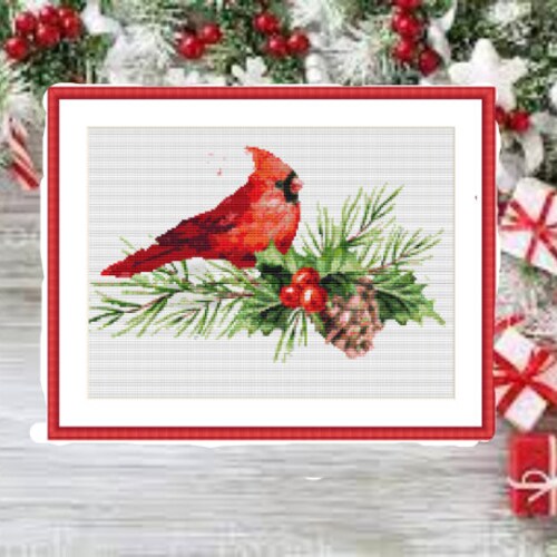 Winter Red Cardinal Birds PDF Counted Cross Stitch Pattern - Etsy