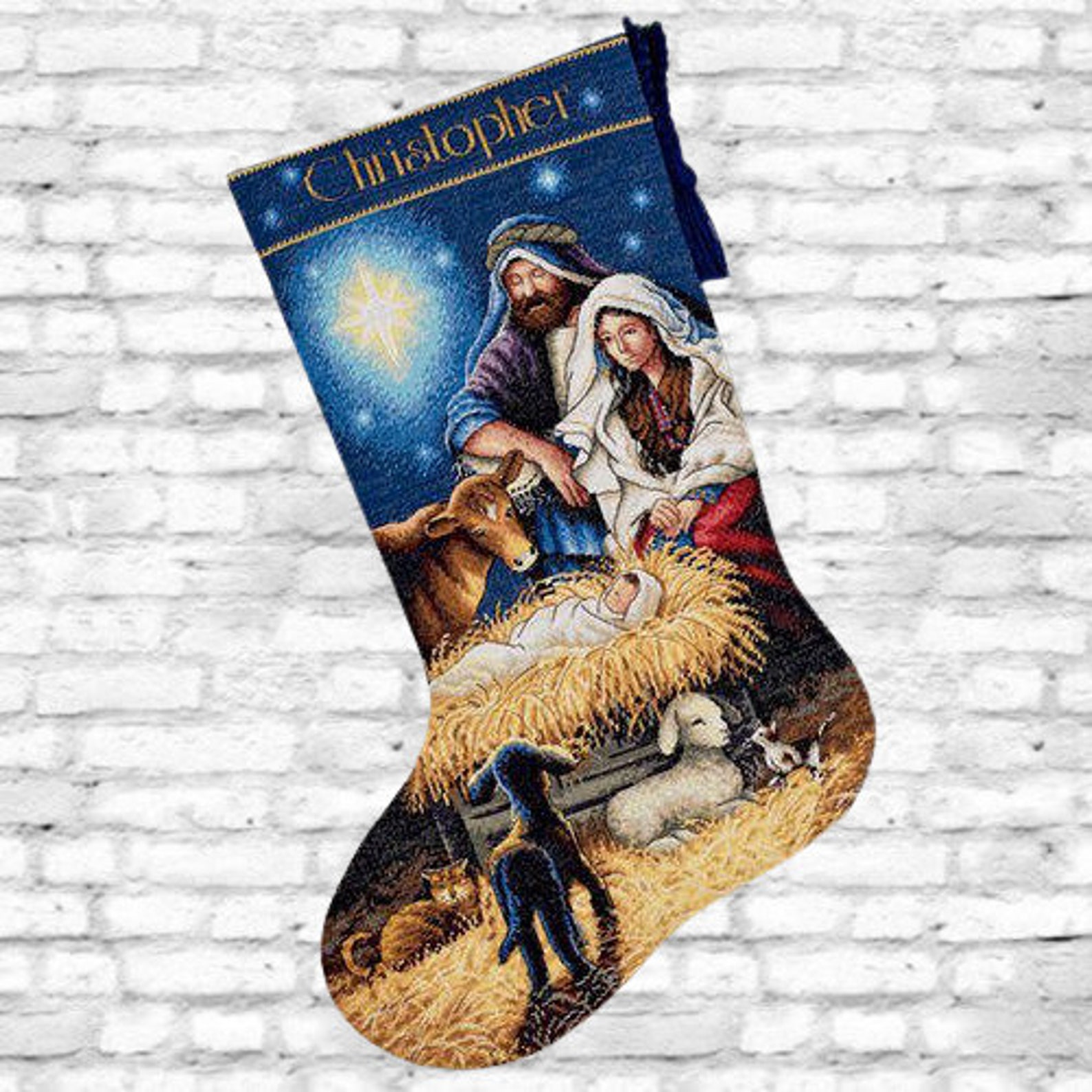 Christmas Stocking Holy Nativity PDF Counted Cross Stitch - Etsy