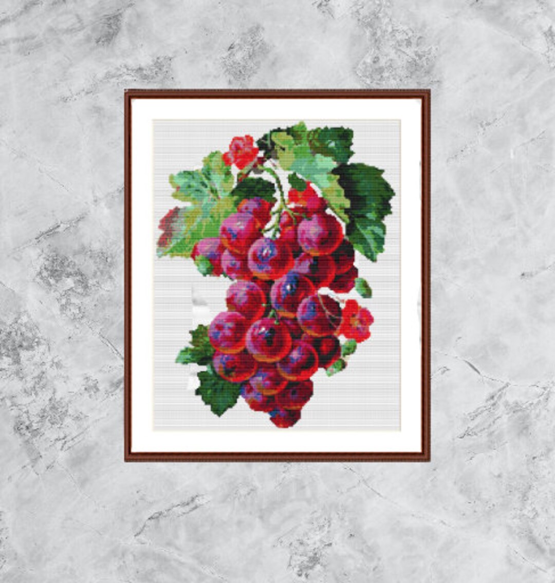 Wine Grape Counted Cross Stitch Pattern Kitchen Still Life PDF - Etsy
