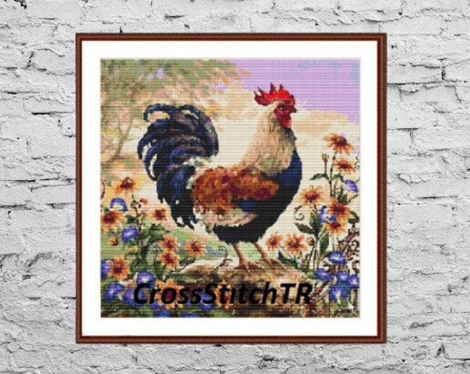 Rooster Cross Stitch Pattern, Pdf Format, Delivered by Email, Animals ...
