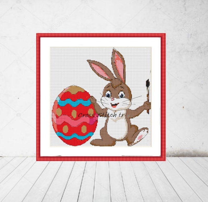 Easter Bunny Counted Cross Stitch Pattern Easter Eggs and - Etsy