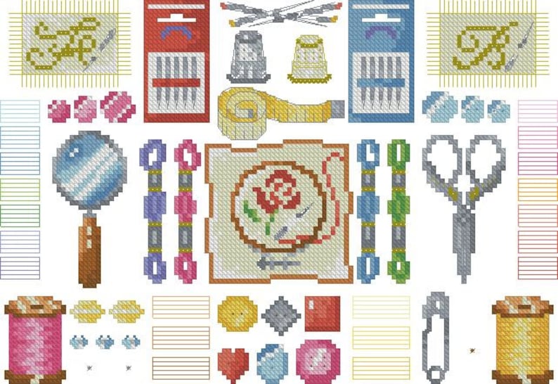 Sewing Sampler Counted Cross Stitch Pattern Pdf Fashion Digital Cross ...