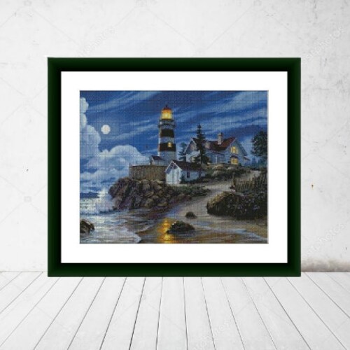 Fall Lighthouse Cross Stitch Pattern Pdf Autumn Landscape - Etsy