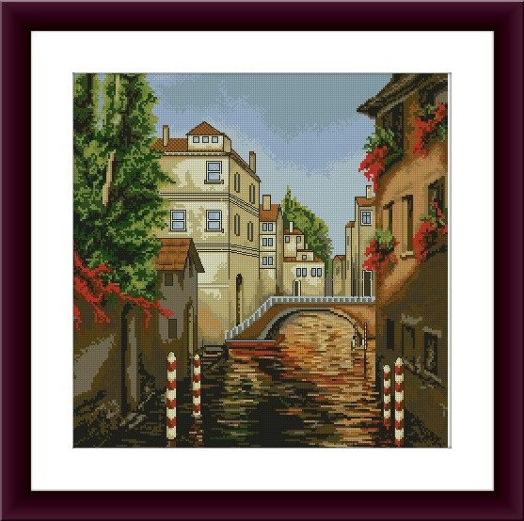 Venice Counted Cross Stitch Pattern İtalian Cityscape Digital Cross ...