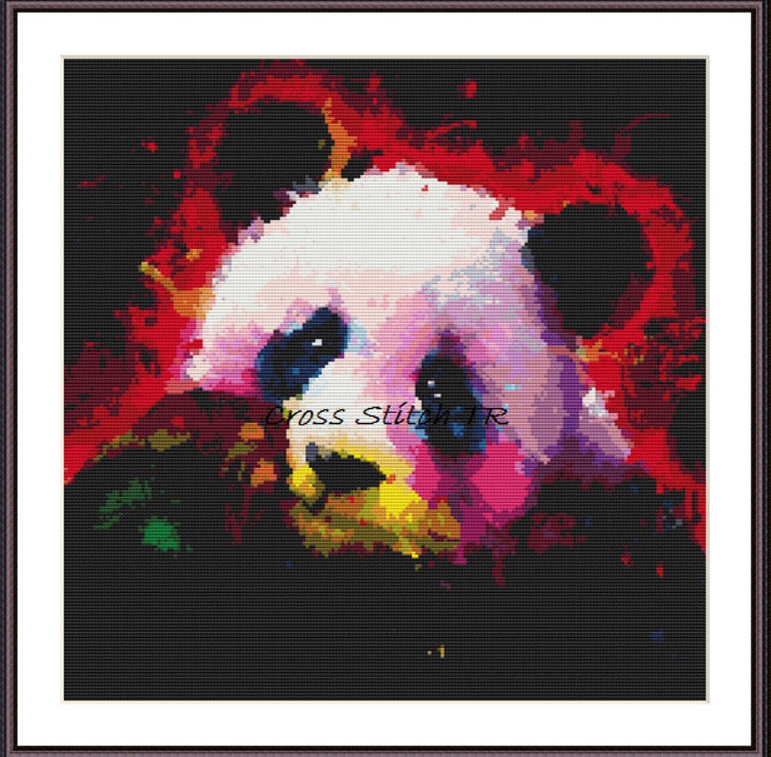 Watercolor Panda Animal PDF Counted Cross Stitch Pattern Animal Panda ...