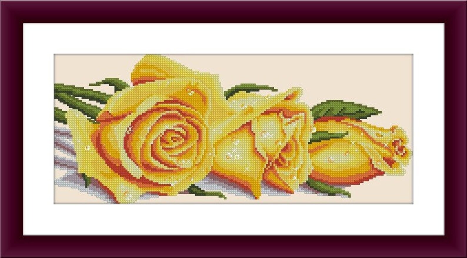 Yellow Roses PDF Counted Cross Stitch Pattern Rose Digital X - Etsy