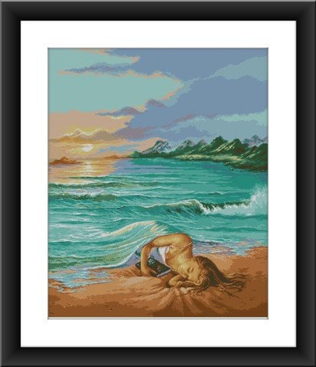 Mermaid Counted Cross Stitch Pattern Pdf Fairytale Digital Cross Stitch ...