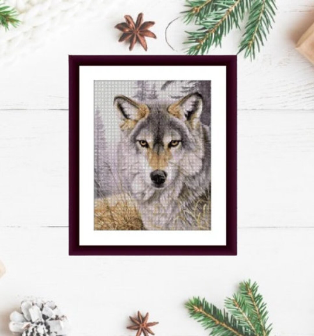 Wolf PDF Counted Cross Stitch Pattern Wolf Animals Digital Cross Stitch ...