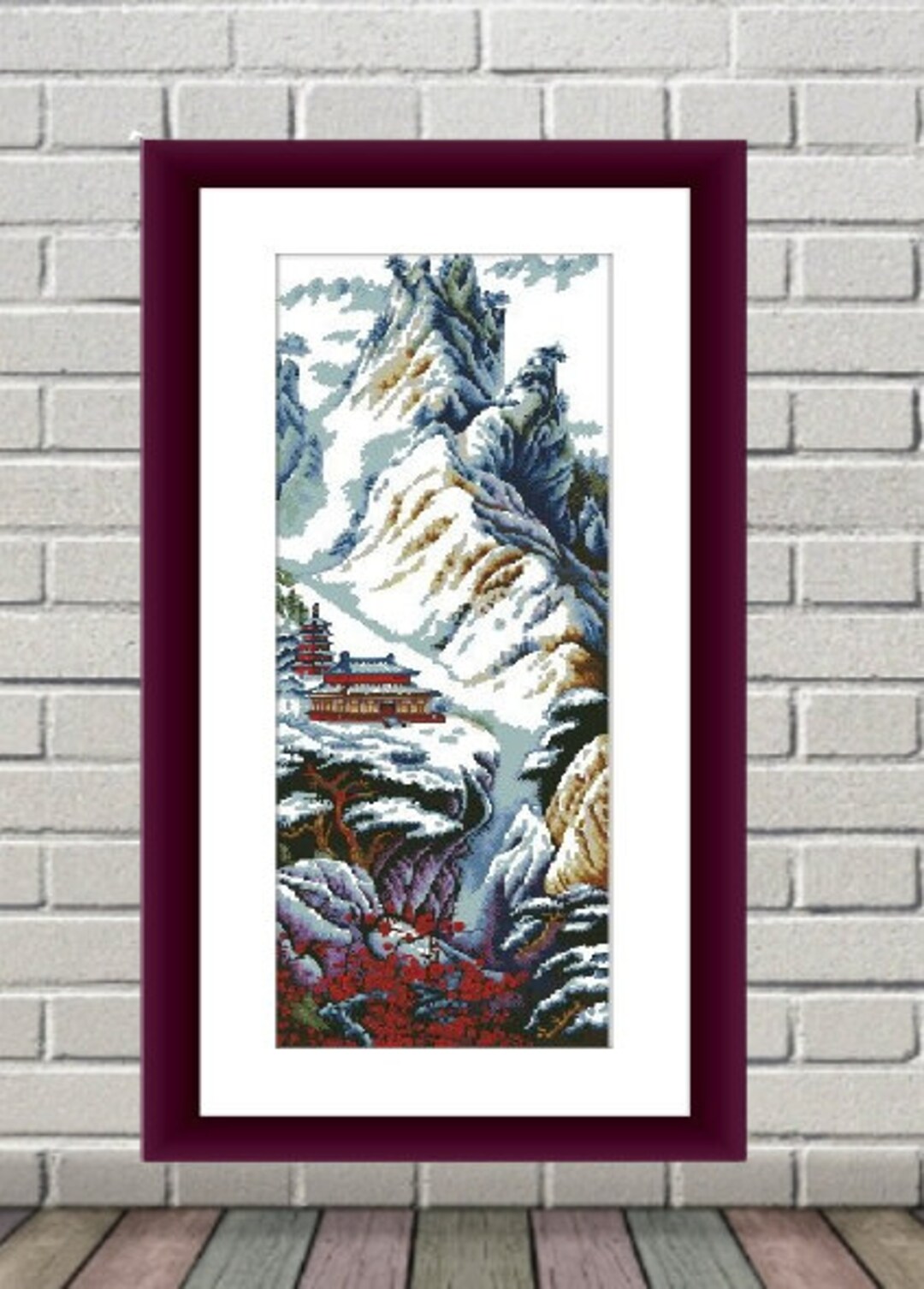 Japanese Pagoda PDF Counted Cross Stitch Pattern Watercolor Japanese ...