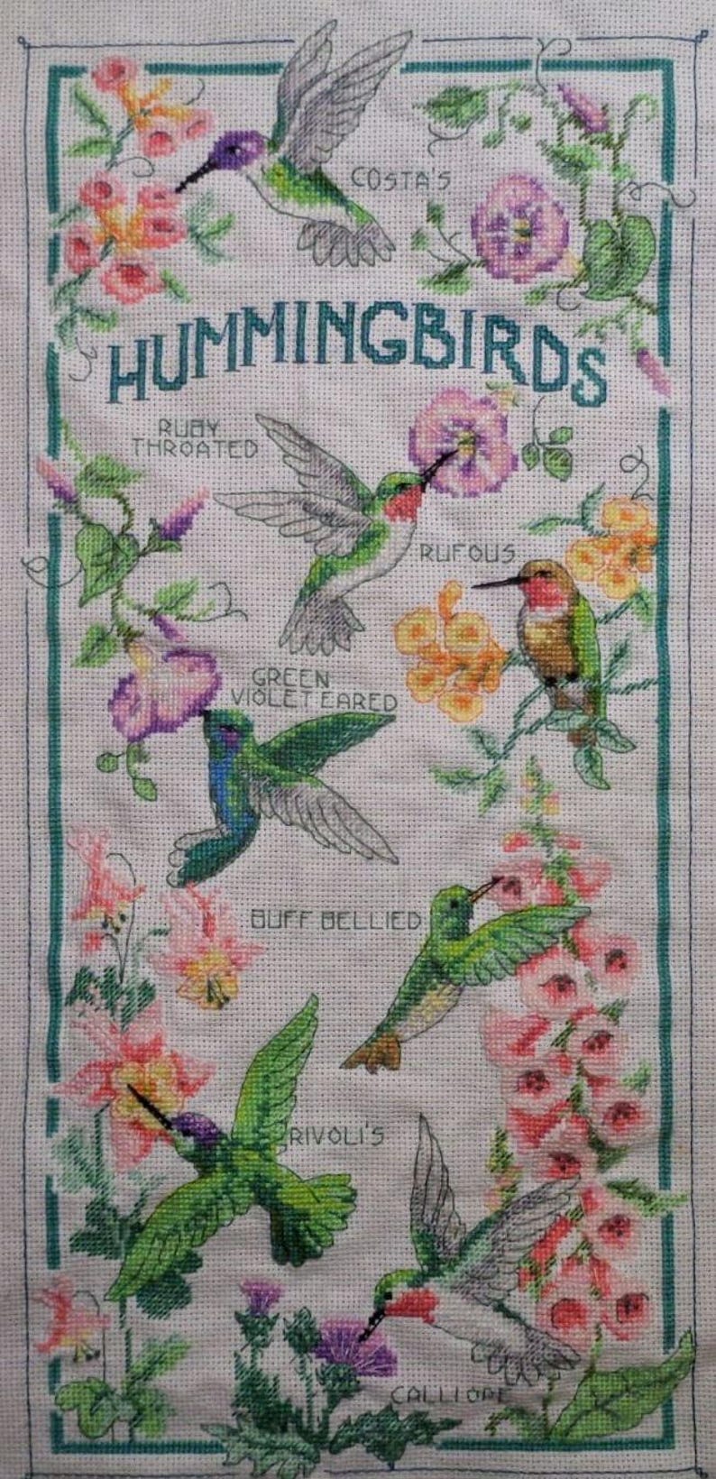 Hummingbird Counted Cross Stitch PDF Pattern Hunmming Bird Botanical ...