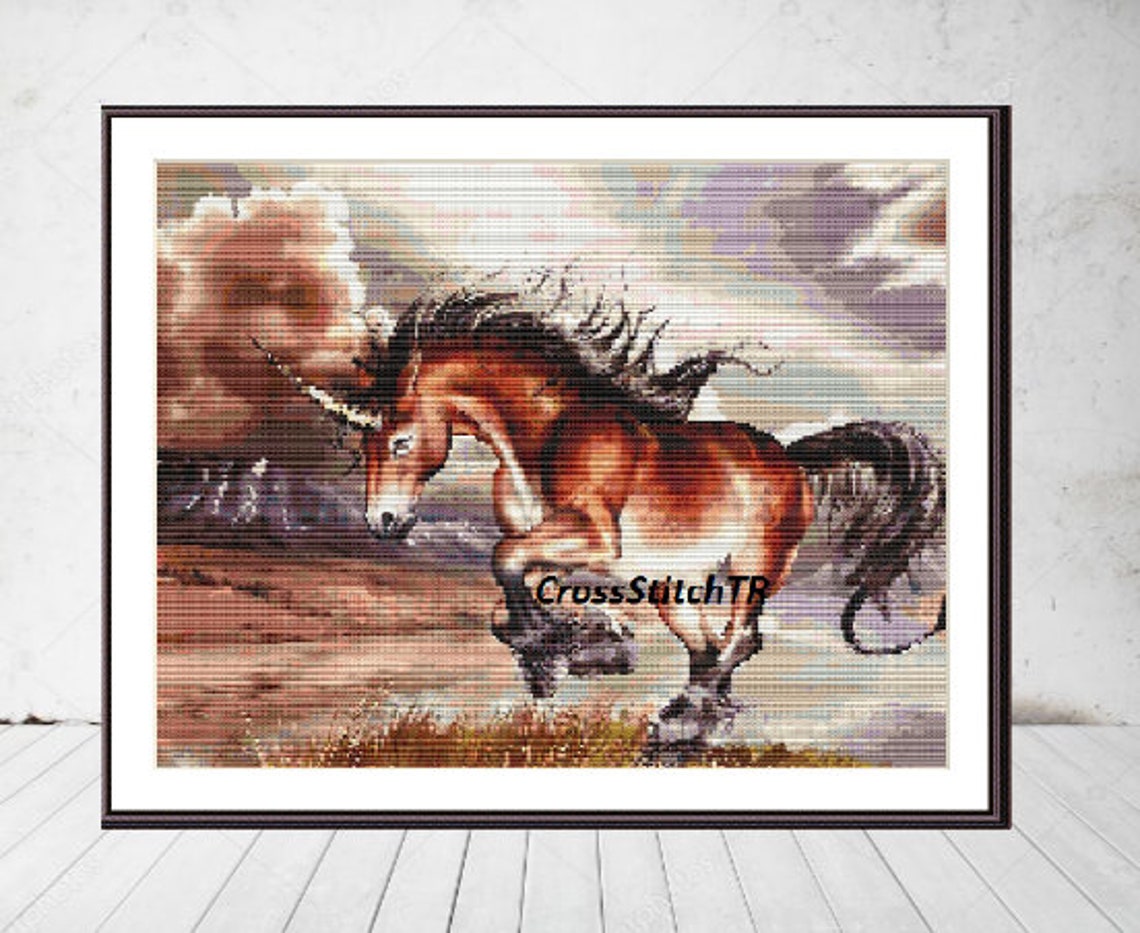 Unicorn PDF Counted Cross Stitch Pattern Fantasy Animals Digital Cross ...