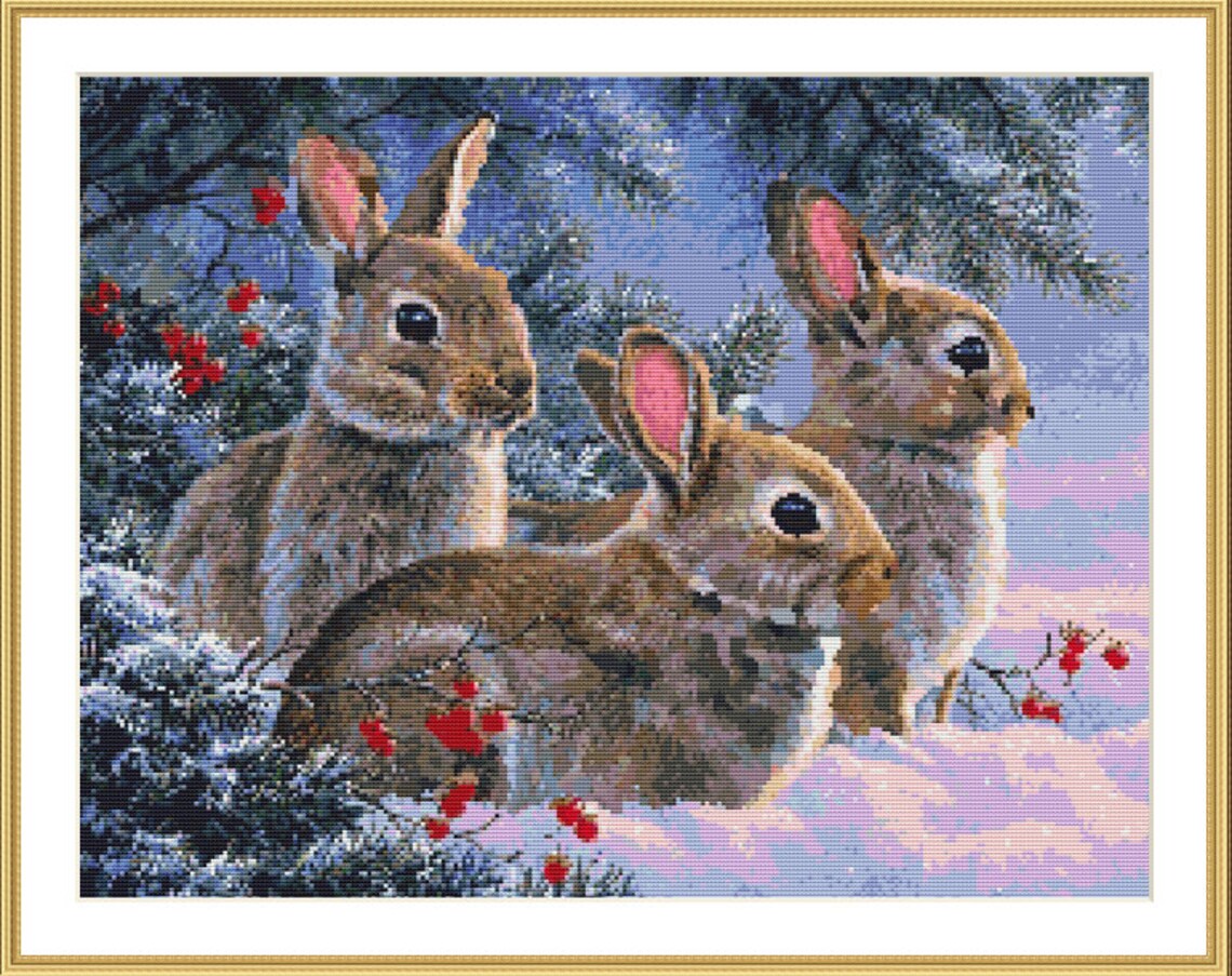 Watercolor Rabbit Counted Cross Stitch Pattern Pdf Animal | Etsy