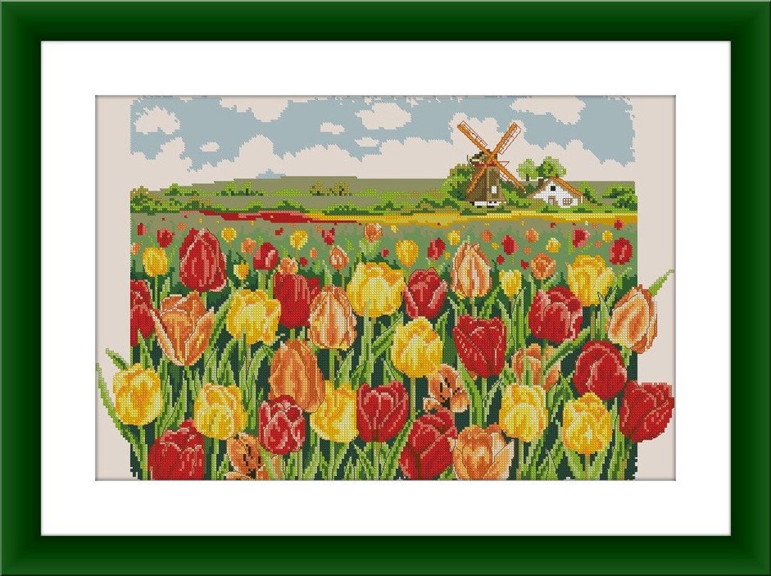 Tulips Counted Cross Stitch Pattern Pdf Flower Digital X Stitch Chart ...