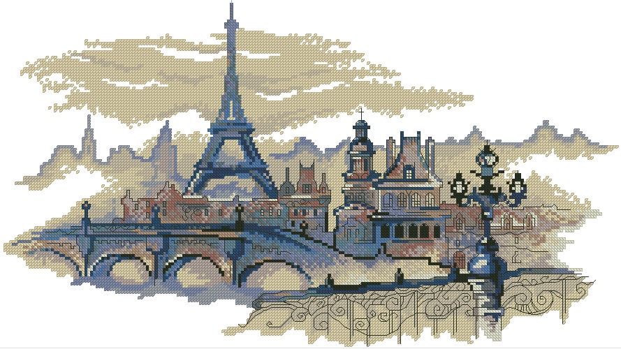Paris City PDF Counted Cross Stitch Pattern Paris Cafe Digital - Etsy